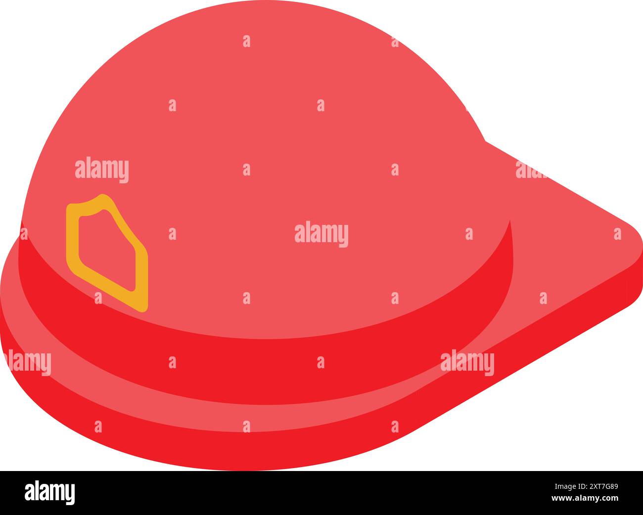Red fireman helmet protecting from fire isometric view, safety uniform ...