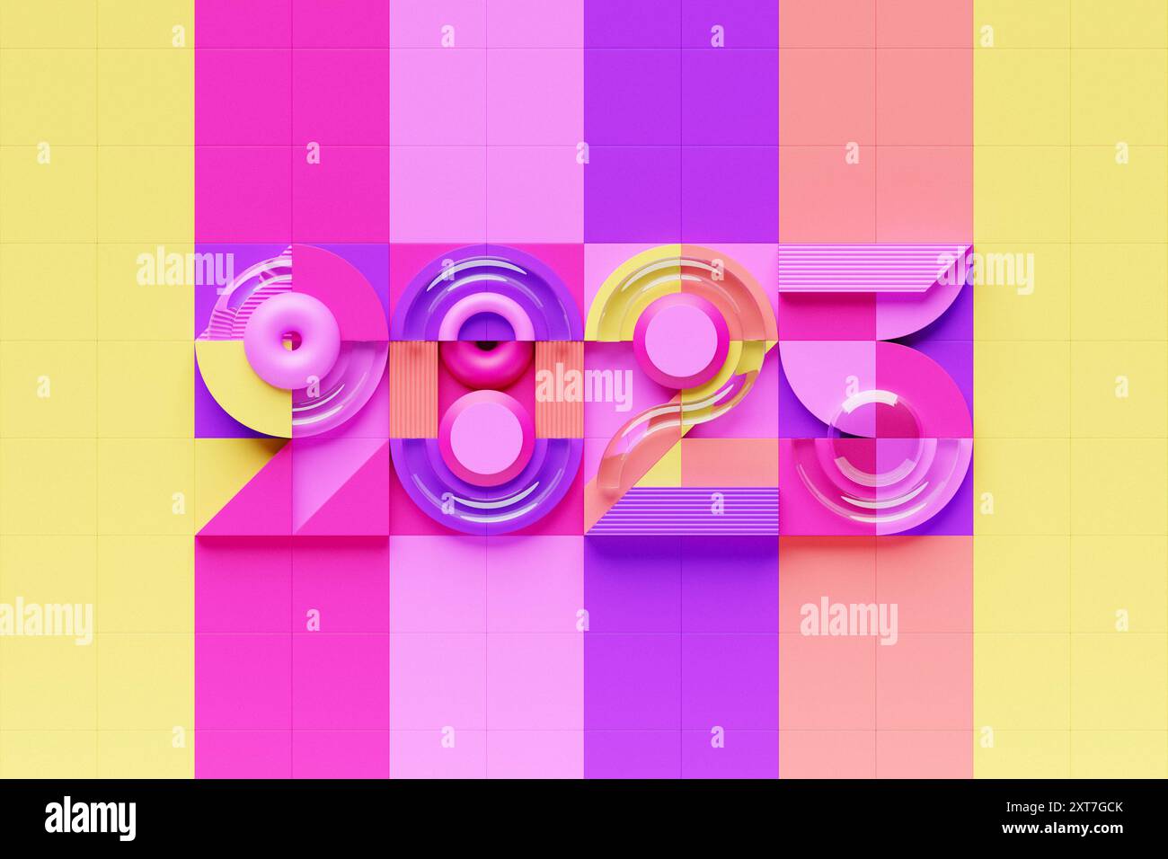 2025 calligraphy with 3d numbers on colorful background with New Year ...