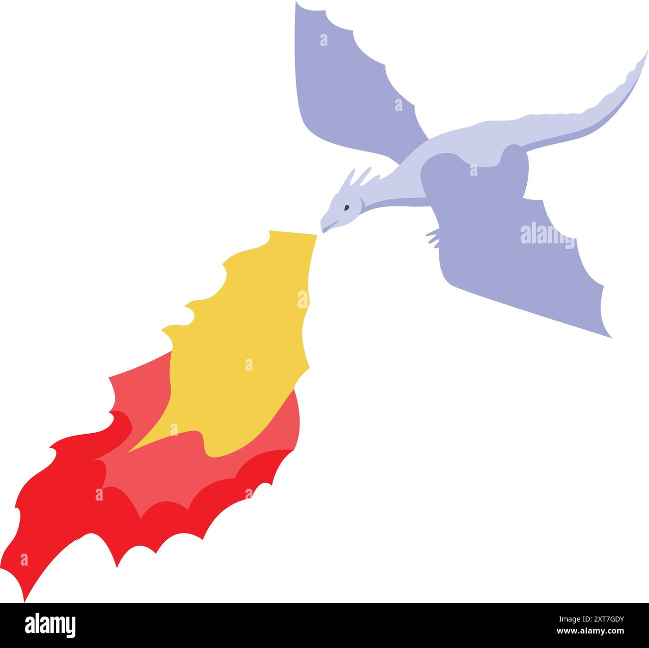 White dragon flying and spitting fire isolated on white background ...