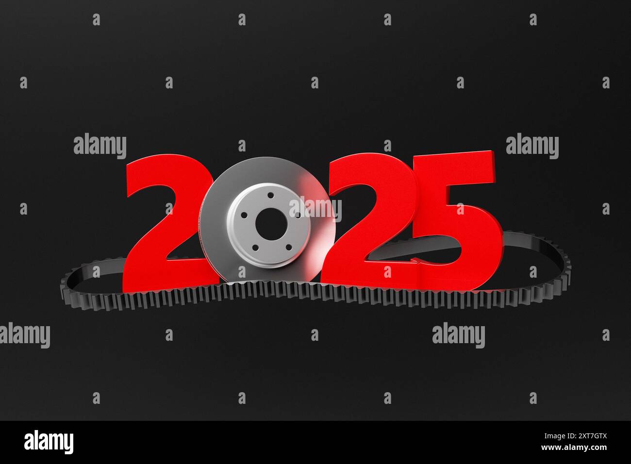 3d illustration design happy new year 2025 with auto parts for auto ...