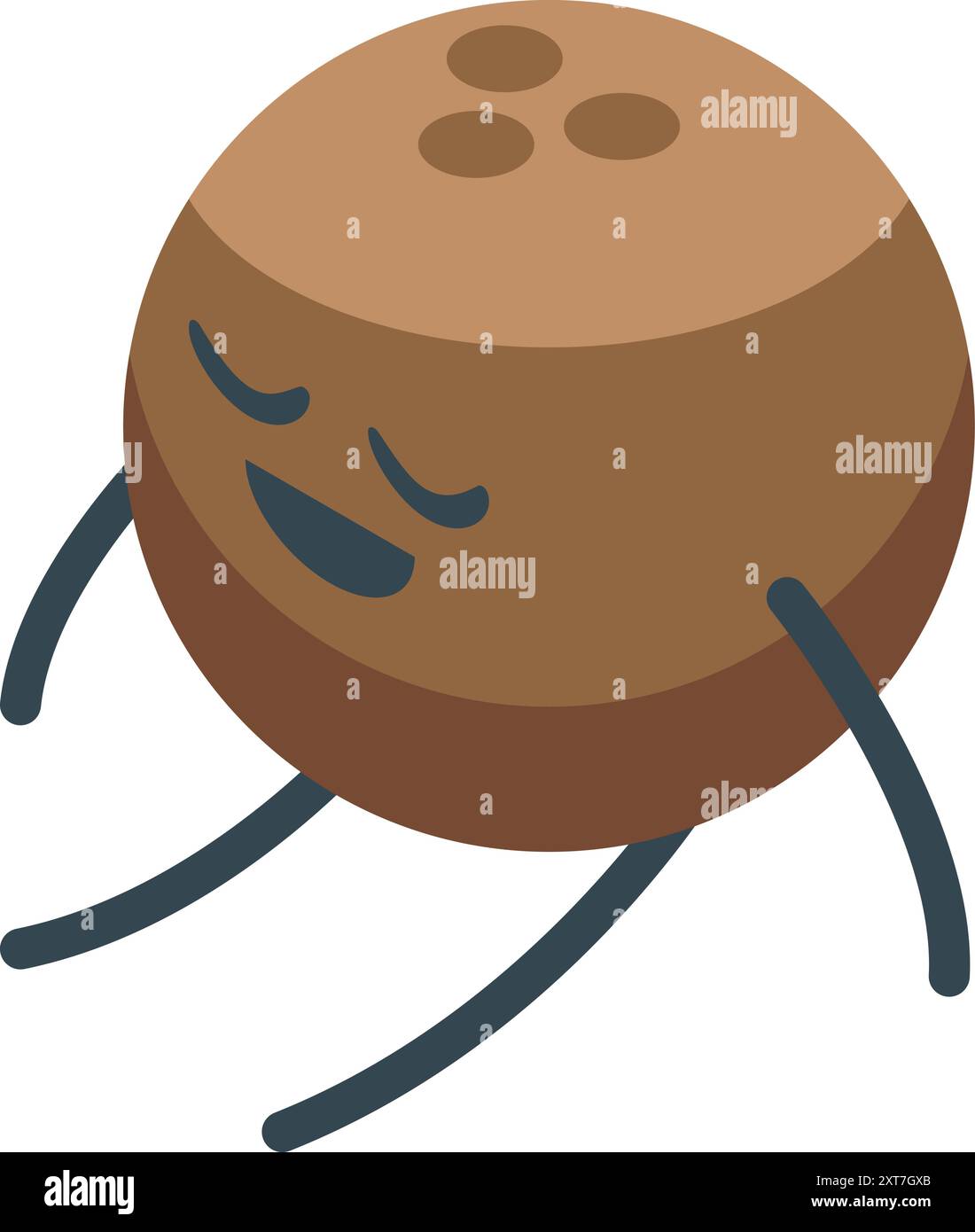 Cute cartoon coconut character relaxing with its eyes closed, enjoying ...