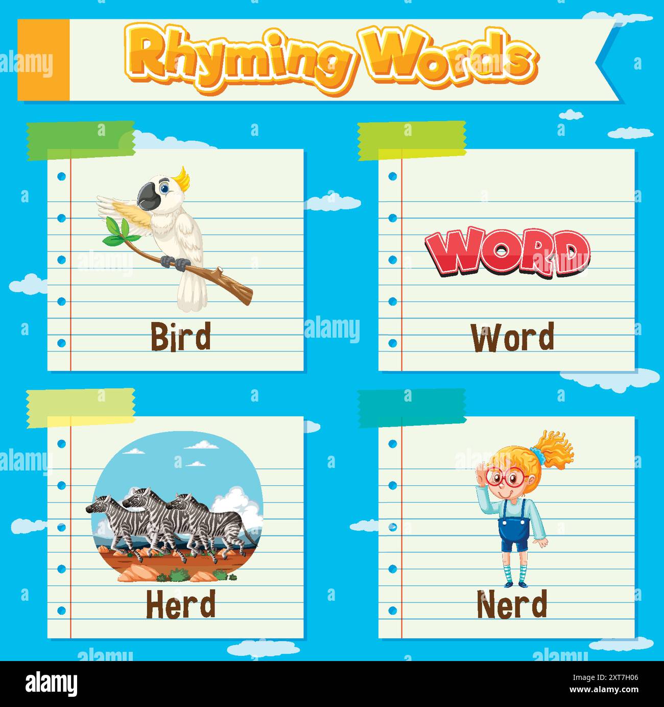 Educational rhyming words with fun illustrations Stock Vector Image ...