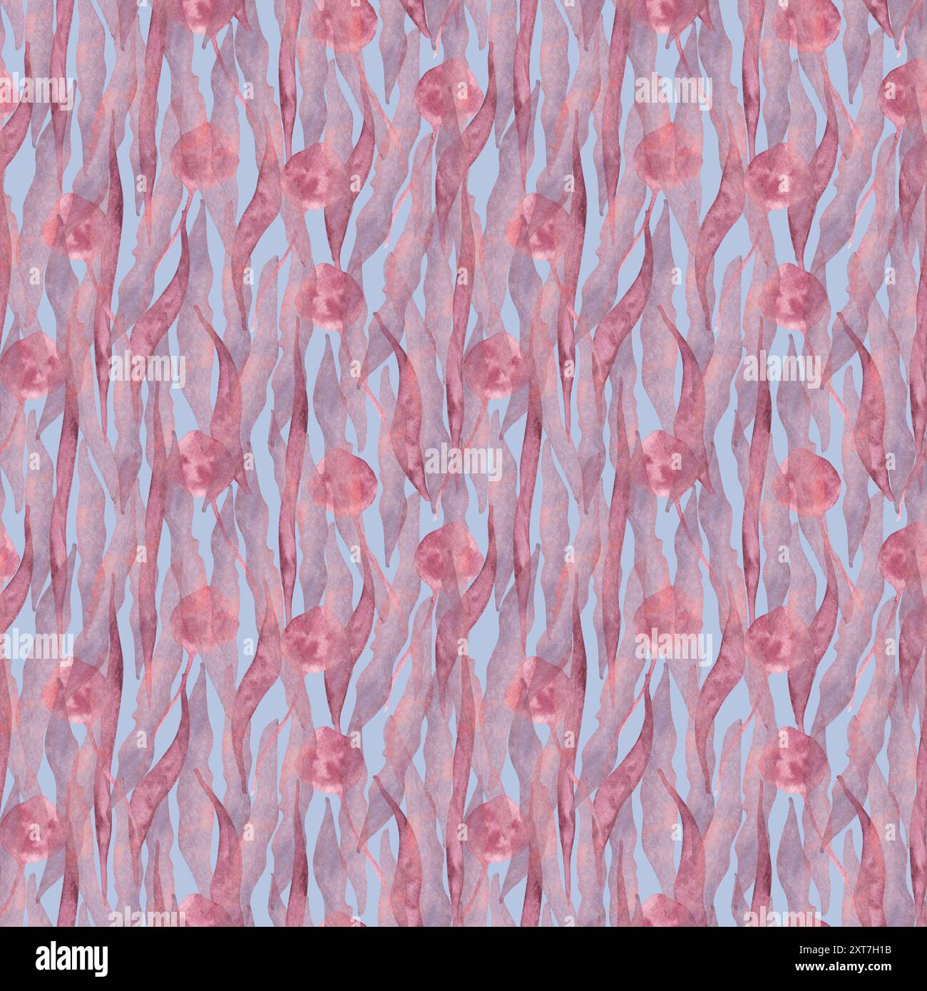 Seamless pattern of seaweed. Watercolor illustration. Hand drawn ...