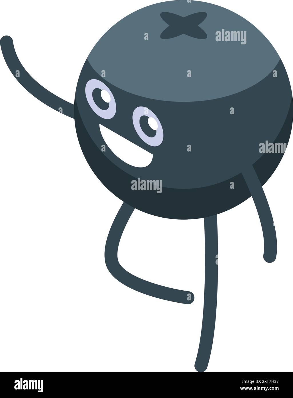 Happy cartoon blueberry with a big smile waving hello Stock Vector ...