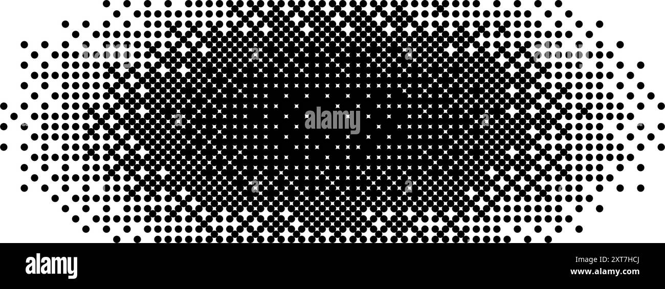 Bitmap radial gradient texture. Black and white dither oval pattern ...