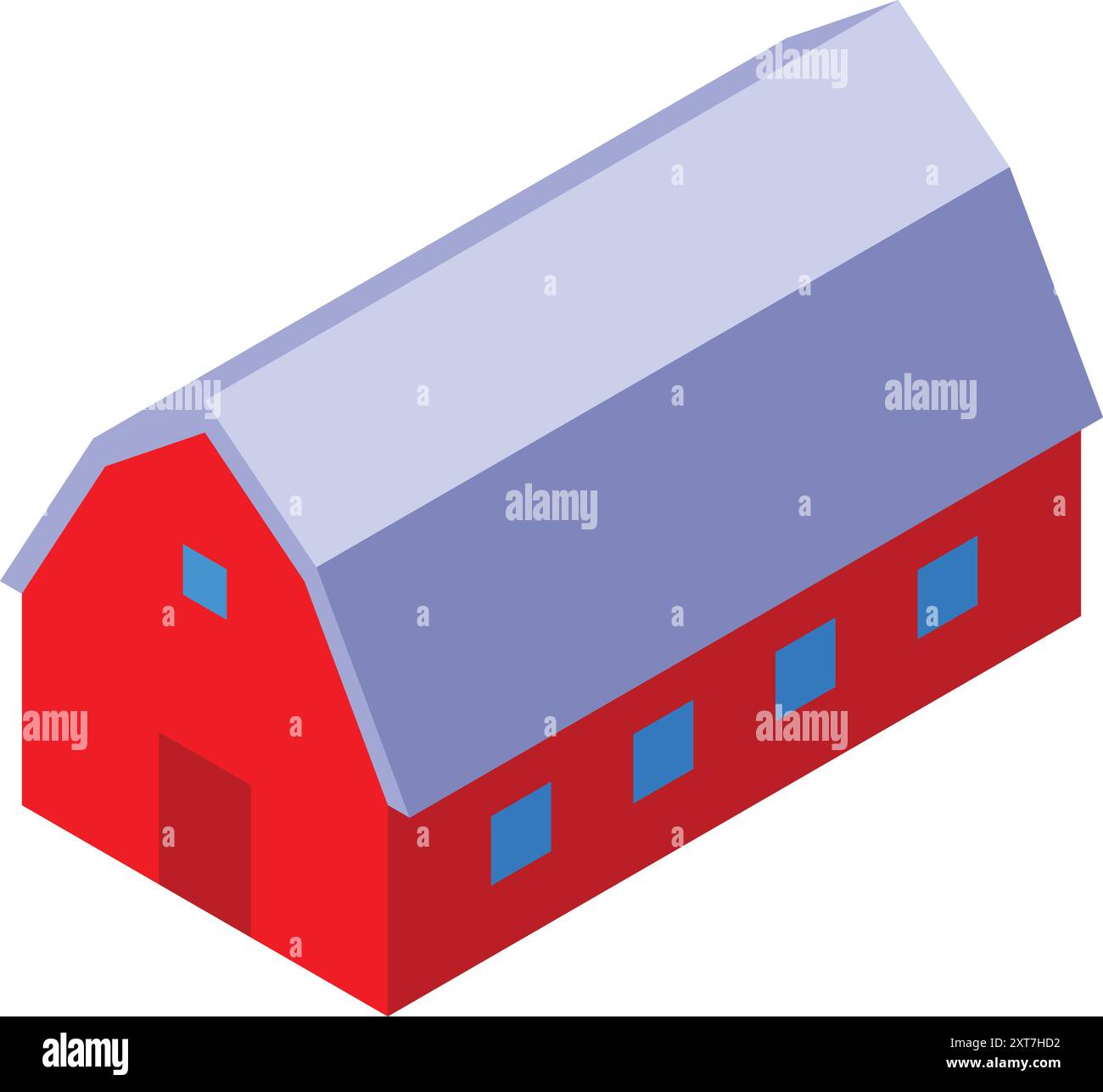 Isometric red barn building standing on farm for agricultural ...