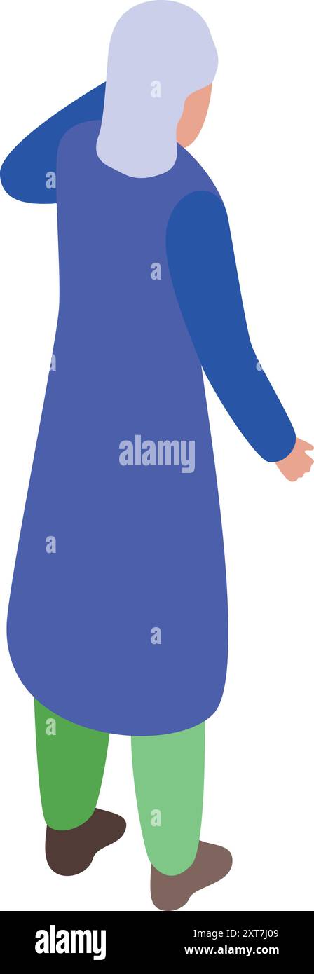Isometric muslim woman standing wearing traditional clothes and hijab ...