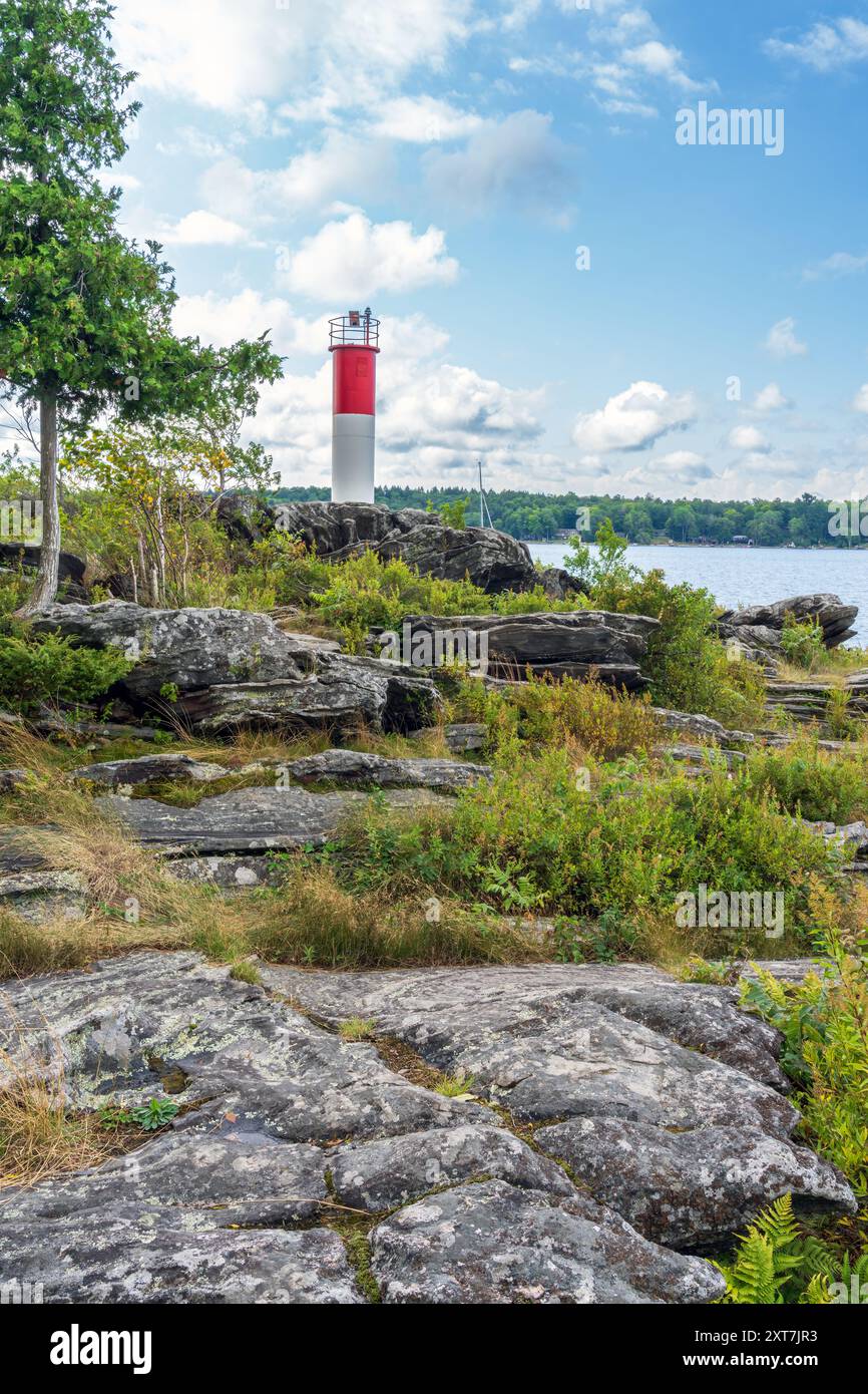 The rocky terrain at Lighthouse Point in Kilbear Provincial Park. The ...