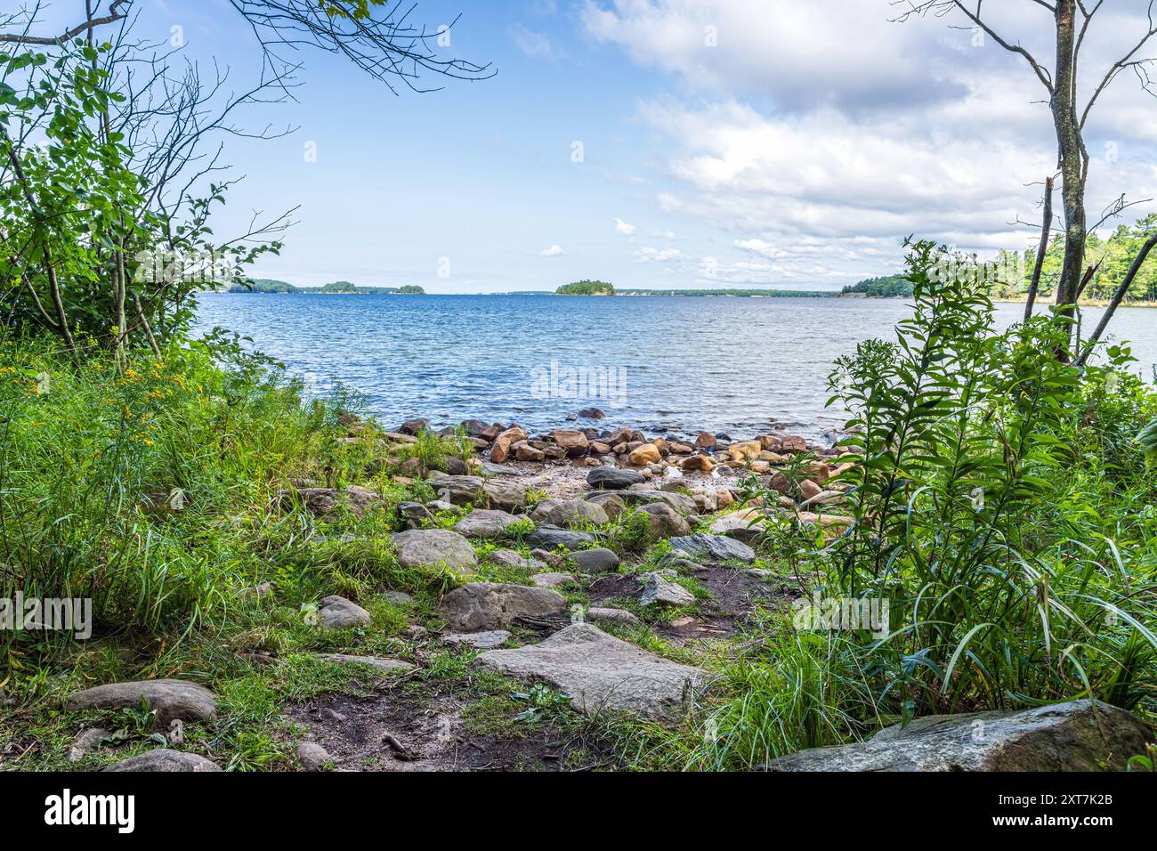 The rocky shores of Georgian Bay at Lighthouse Point in Kilbear ...