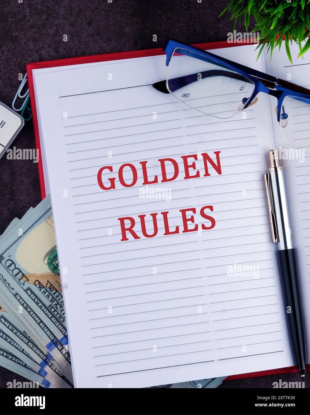 Conceptual golden rule symbol. Copy space. GOLDEN RULES words in a ...