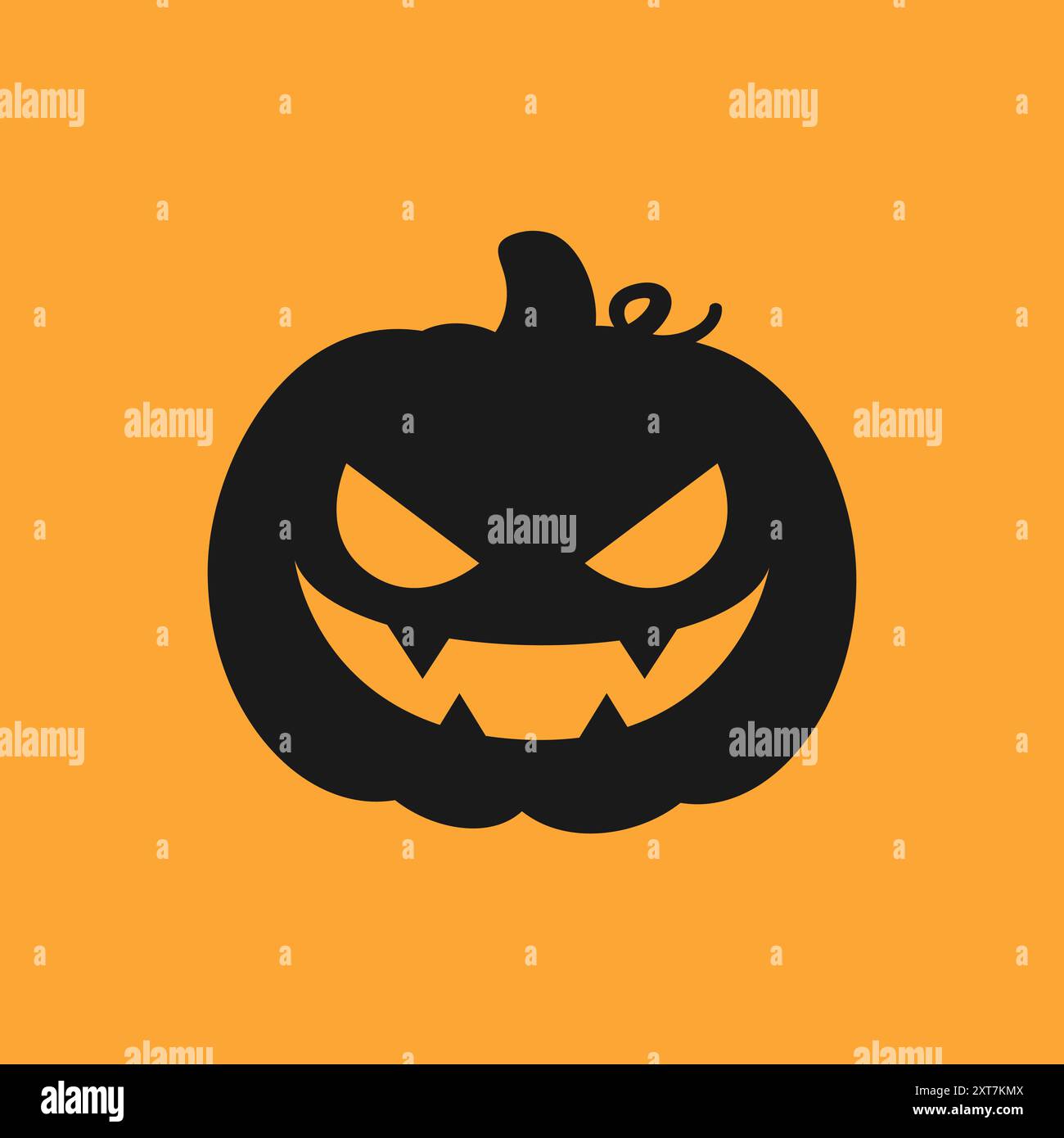 Jack O Lantern Pumpkin silhouette icon, simple flat vector sign. Halloween Trick or Treat ...