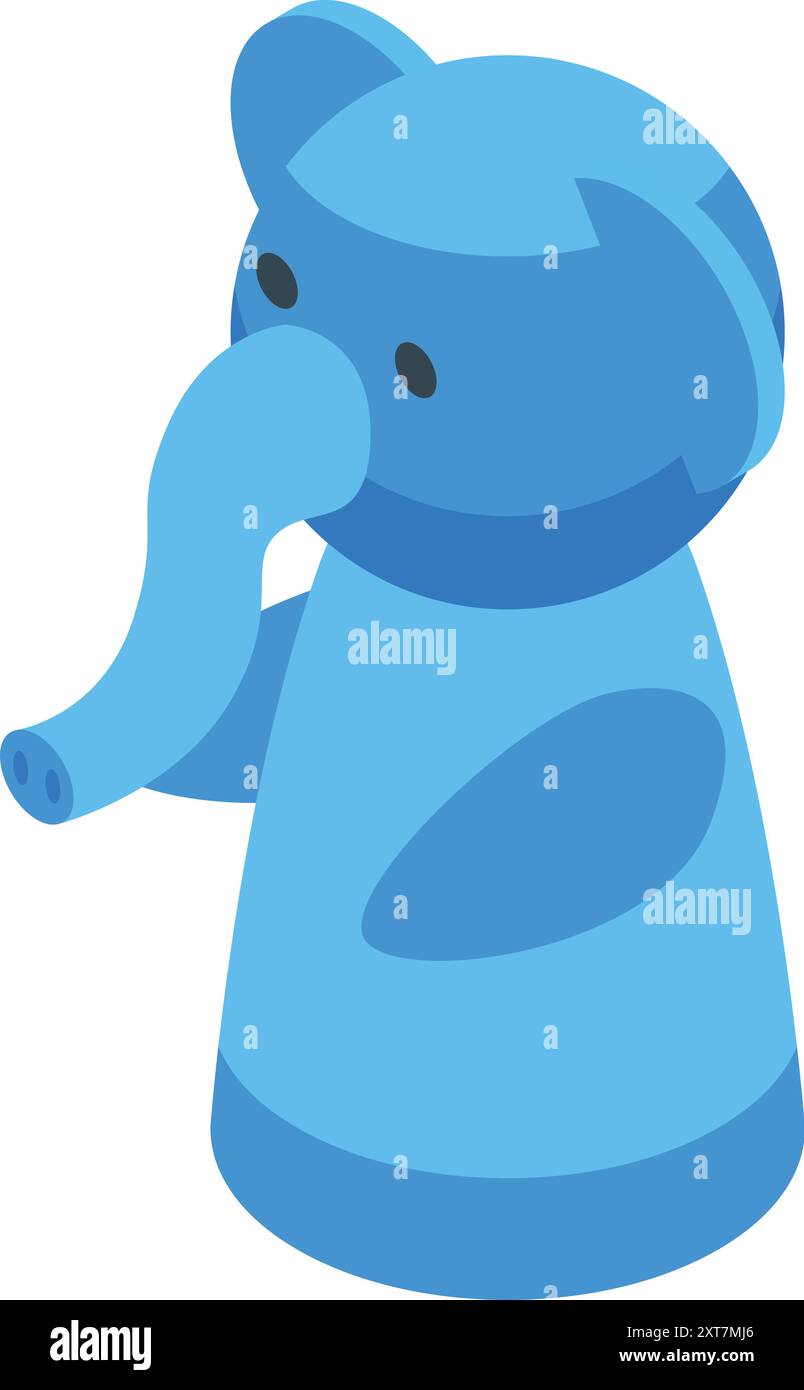 Cartoon blue elephant character standing with its trunk raised Stock ...