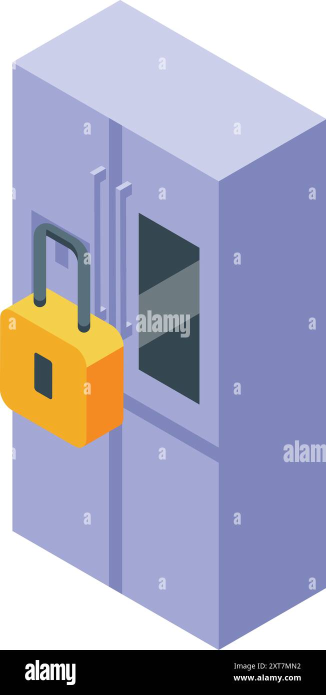 Modern fridge is equipped with a padlock, controlling access to food ...