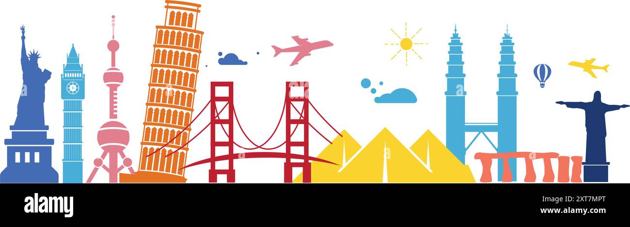 Tour travel around the world illustration design template Stock Vector ...