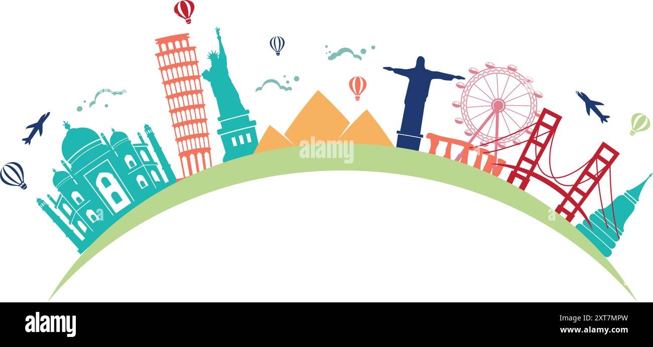 Tour travel around the world illustration design template Stock Vector ...