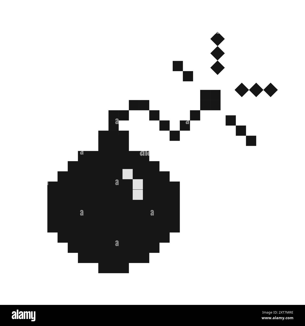 Pixel bomb y2k trendy sticker, design element. Retro game 90 s aesthetics 8 bit. Comic black ...