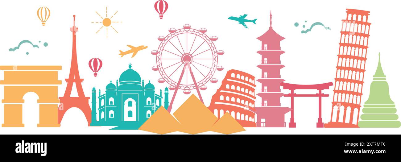 Tour travel around the world illustration design template Stock Vector ...