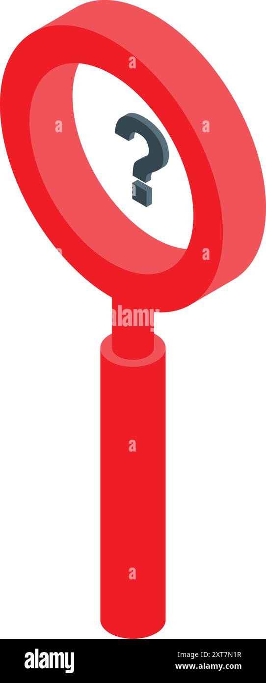 Red magnifying glass showing question mark is searching answer Stock ...