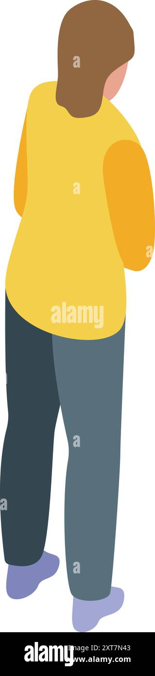 Young girl is standing with her back to us Stock Vector Image & Art - Alamy