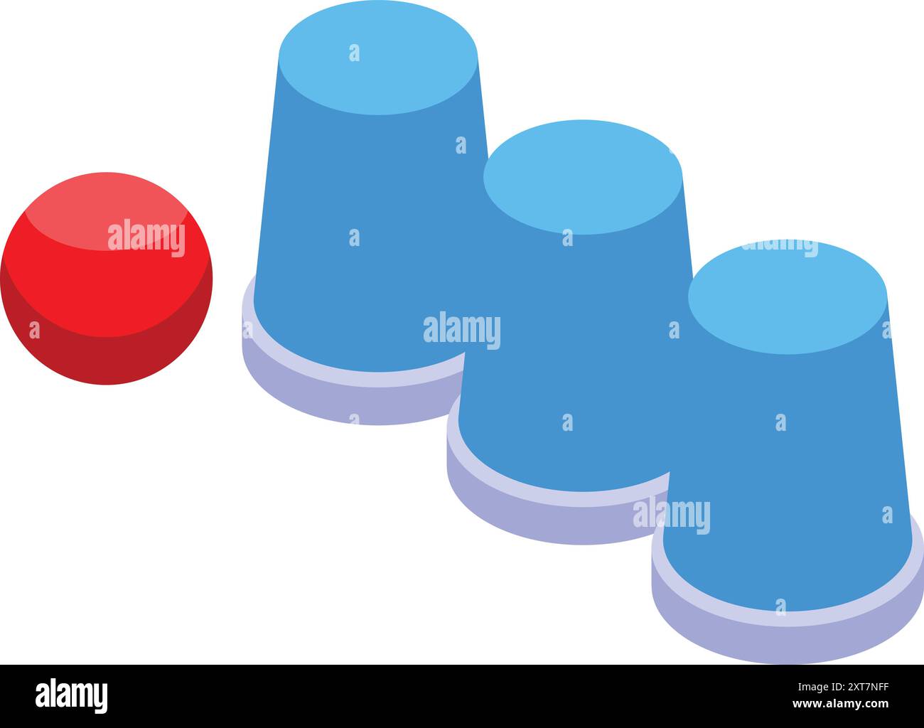 Classic magic trick with cups and a ball is being performed by a ...