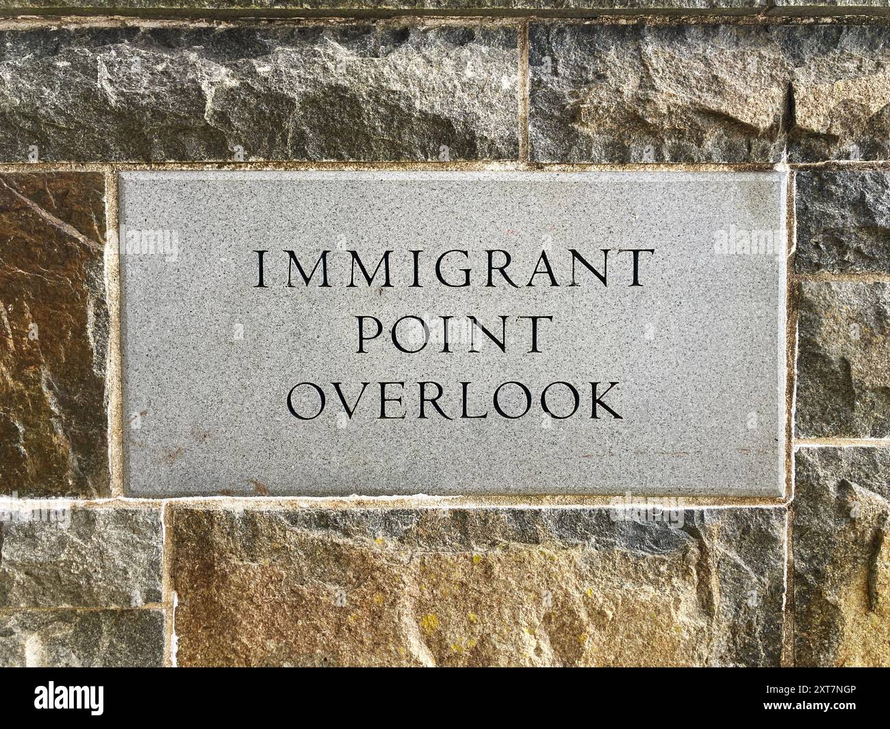 Immigrant Point Overlook sign at a scenic vista point in the Presidio ...