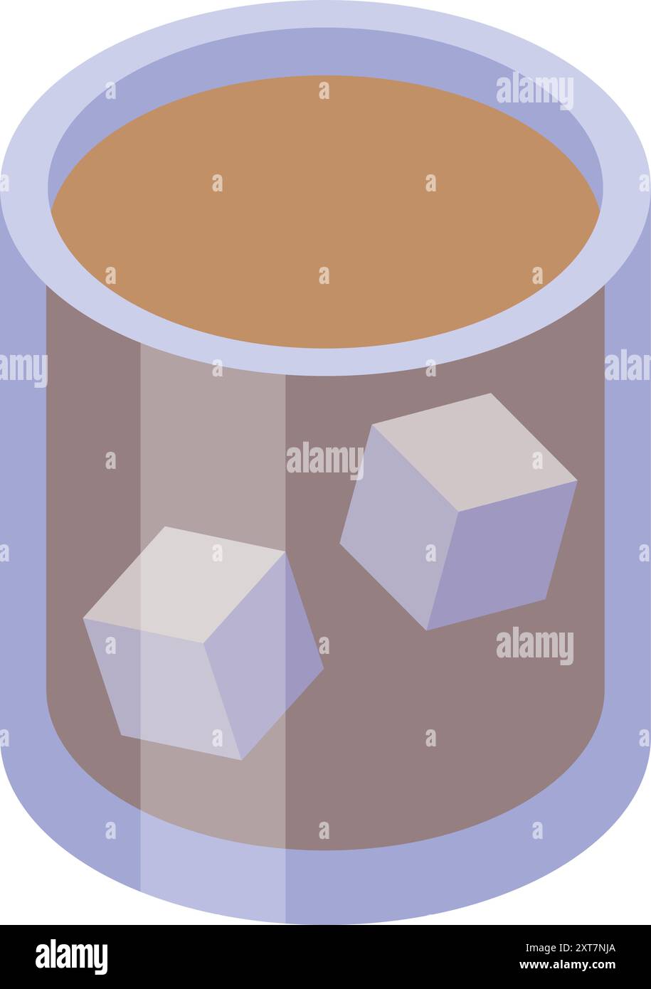 Illustration of a glass containing iced coffee with ice cubes floating ...