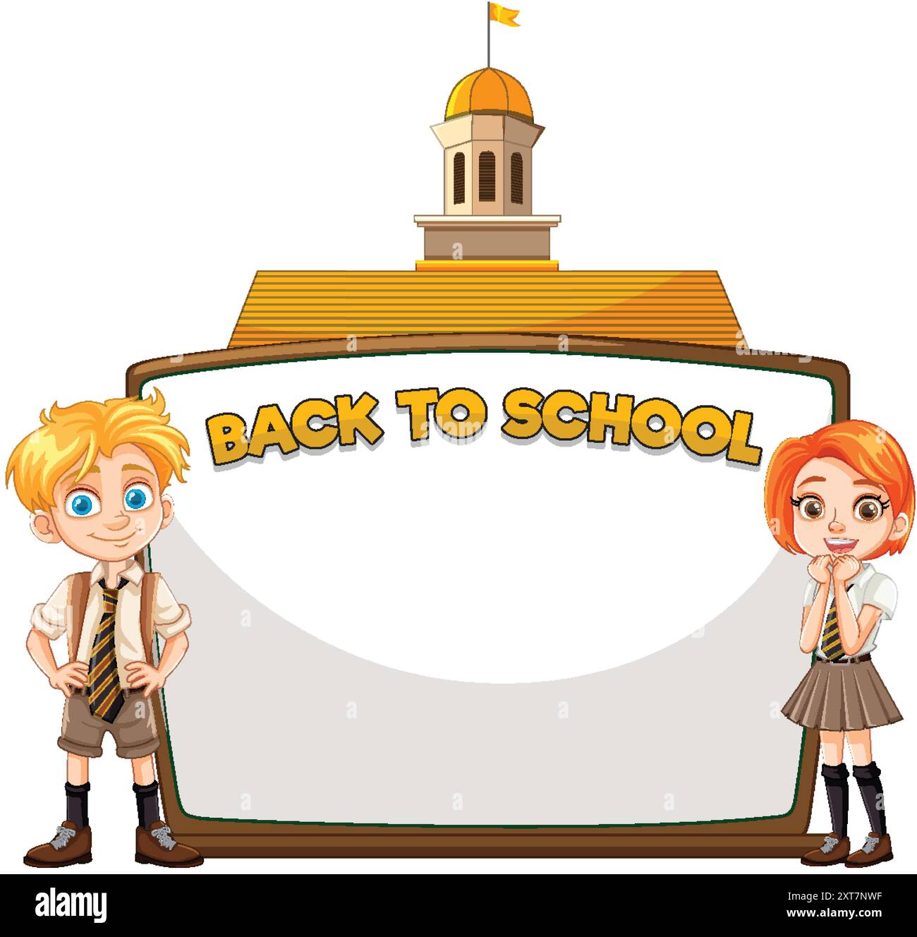Two students standing by a school sign Stock Vector Image & Art - Alamy
