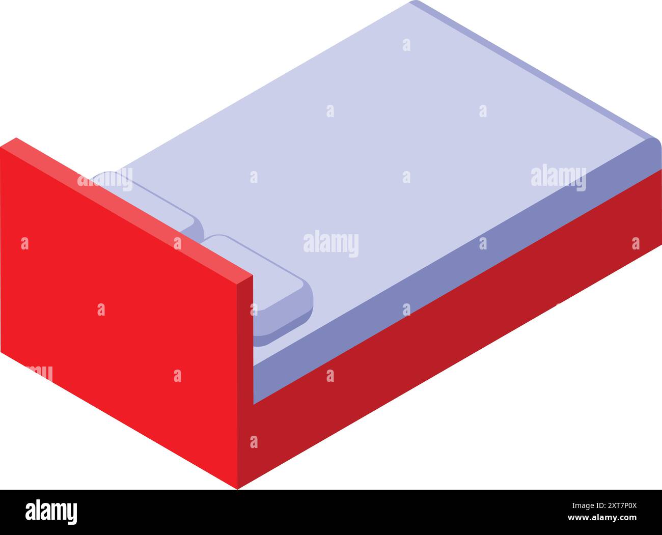 Simple 3d isometric vector illustration of a double bed with two ...
