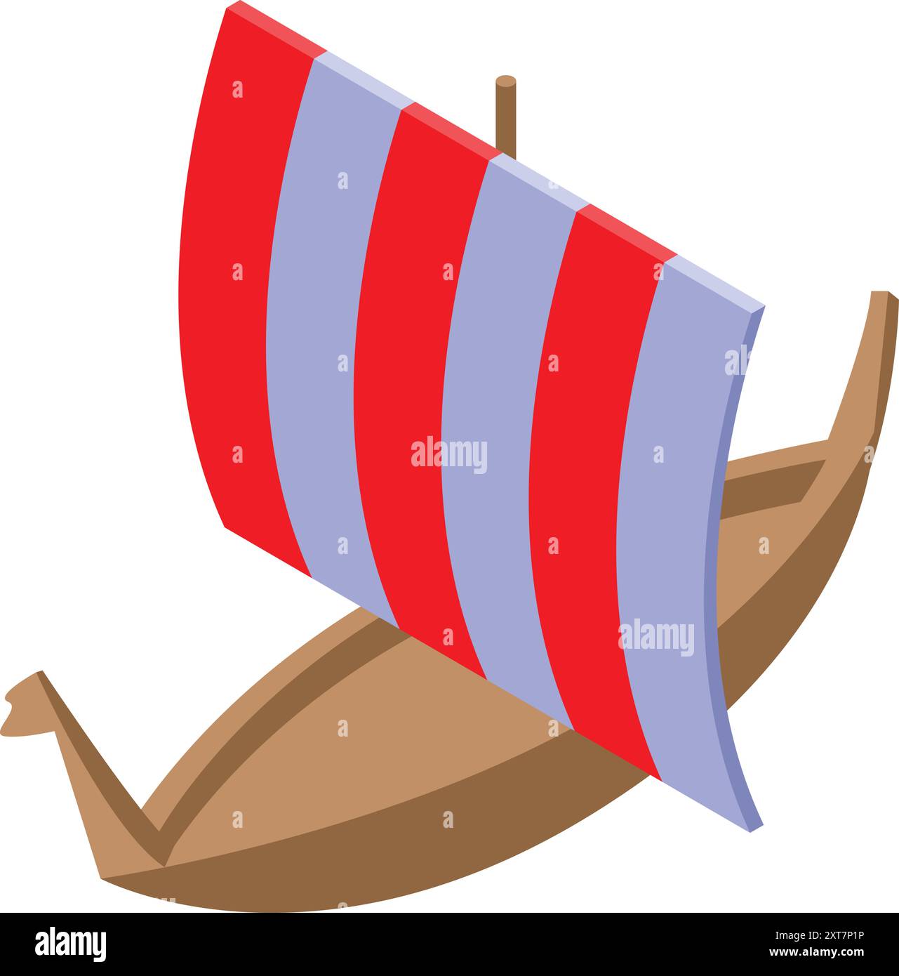Wooden drakkar viking ship sailing on the sea with a red striped sail Stock Vector Image & Art ...