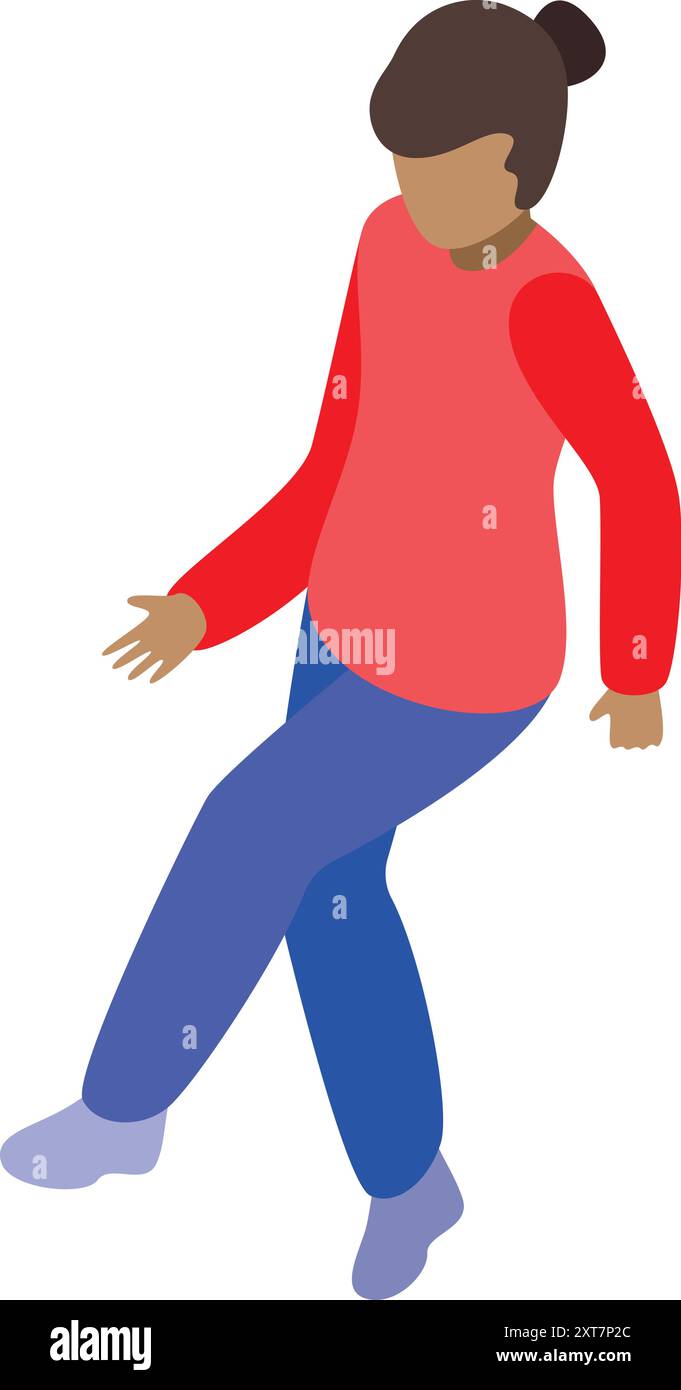 Illustration of a young woman walking forward isolated on a white ...