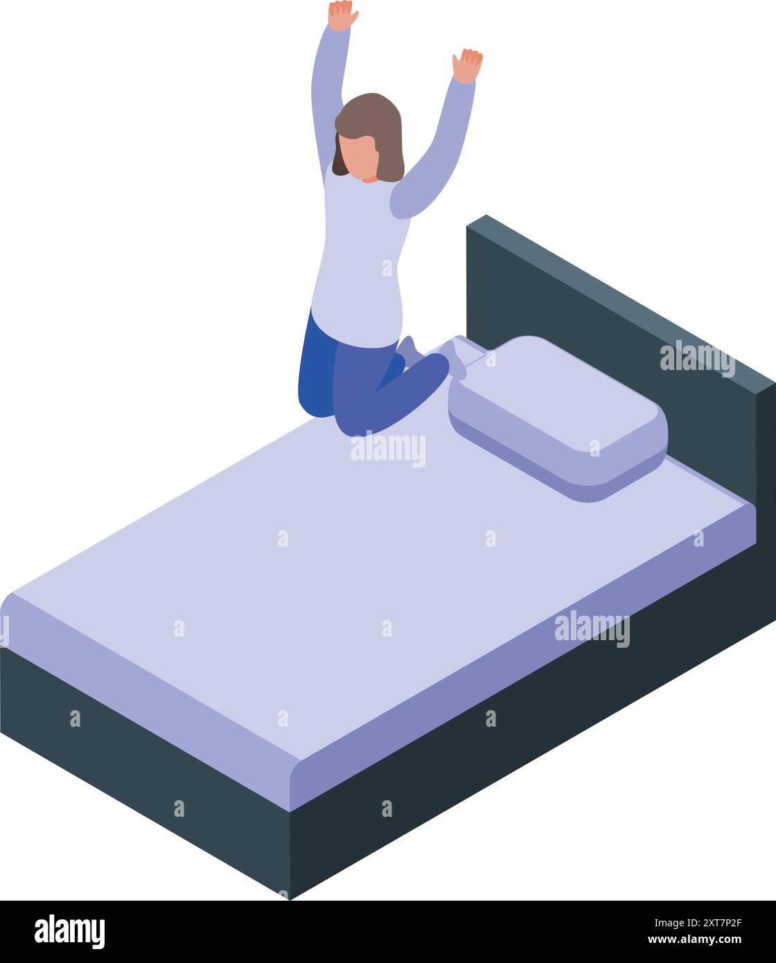 Young woman jumping on bed Stock Vector Images - Alamy