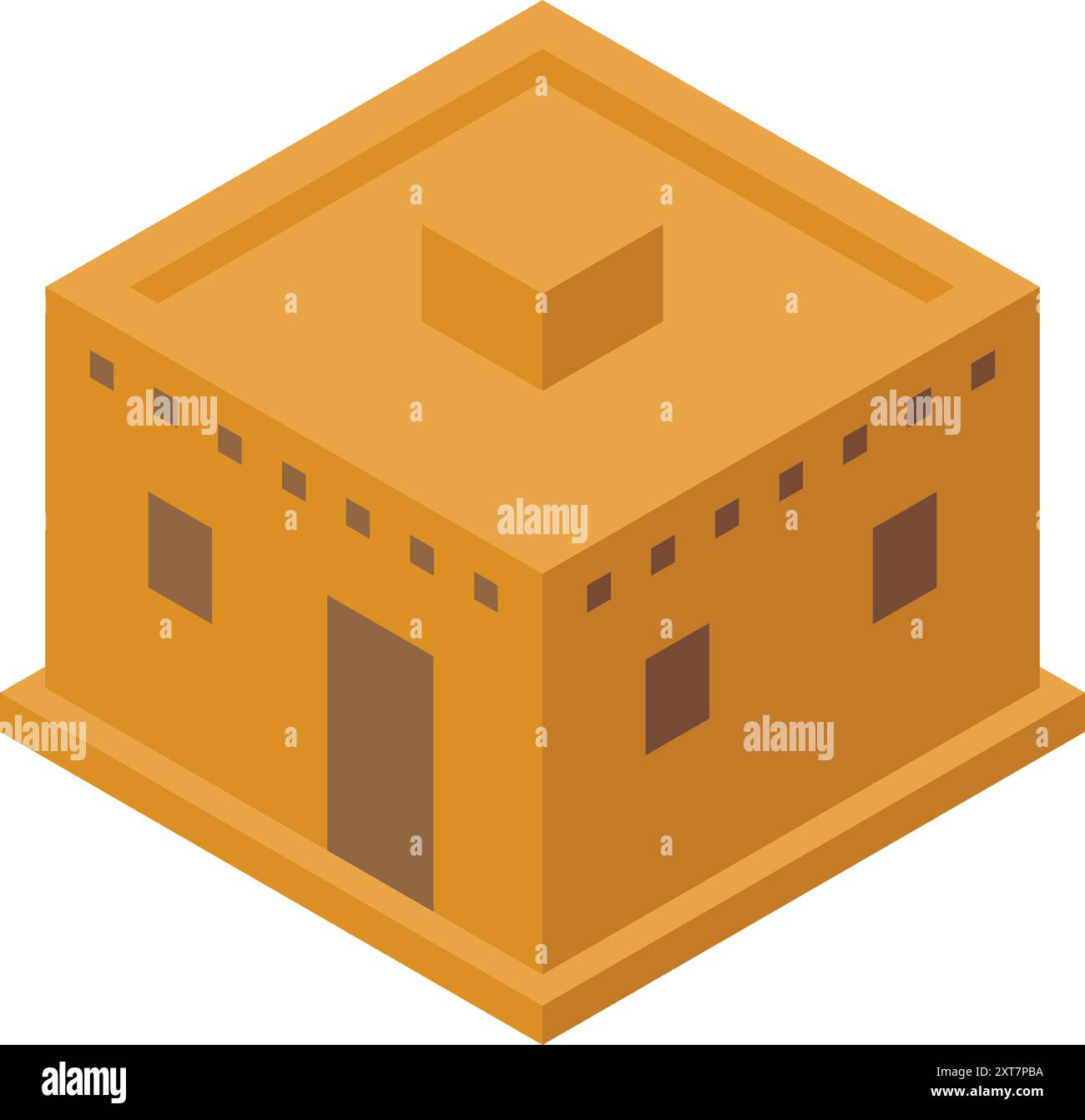 Simple clay house building with flat roof is representing architectural ...