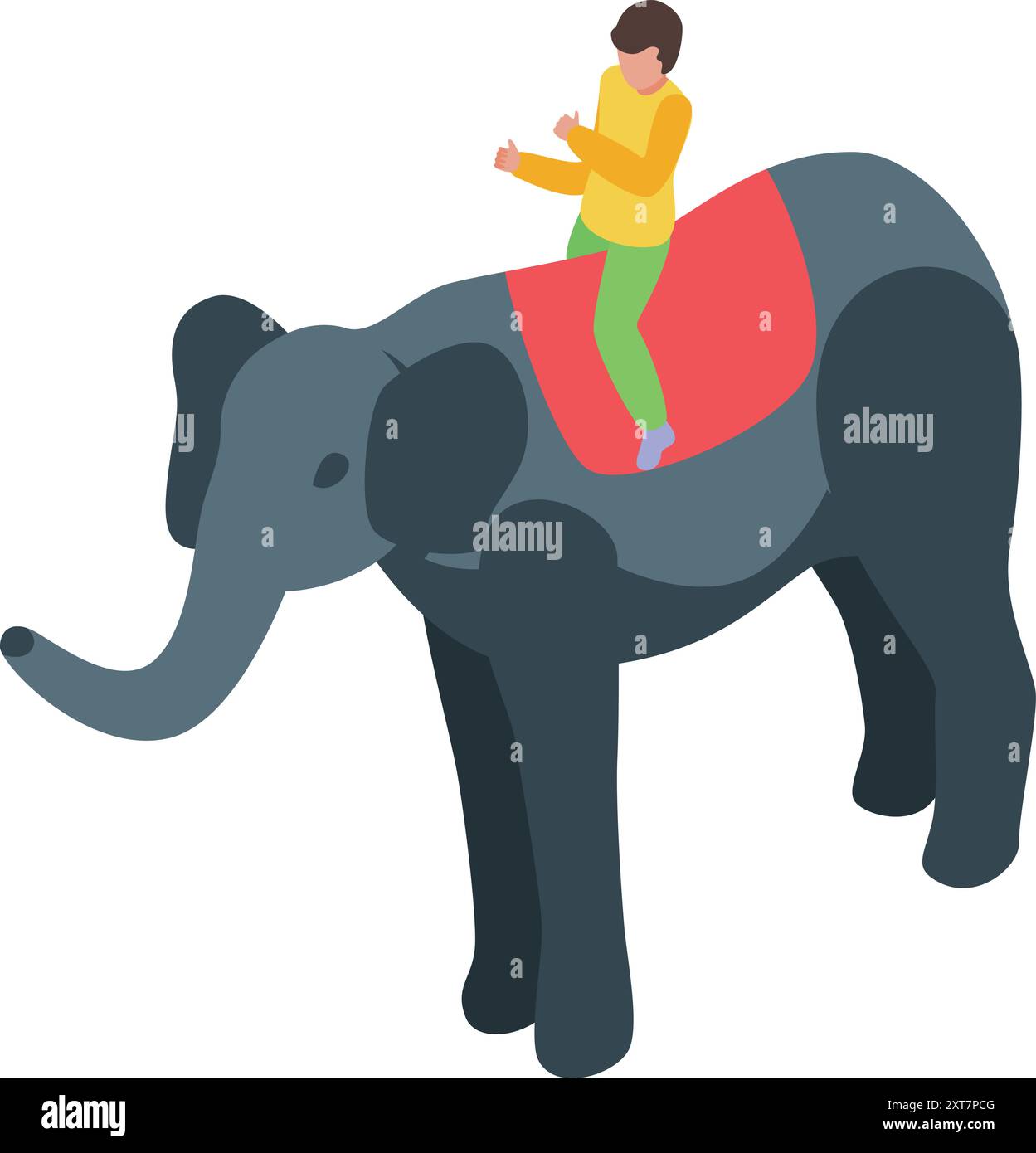 Circus elephant carrying waving boy on back isometric view Stock Vector ...