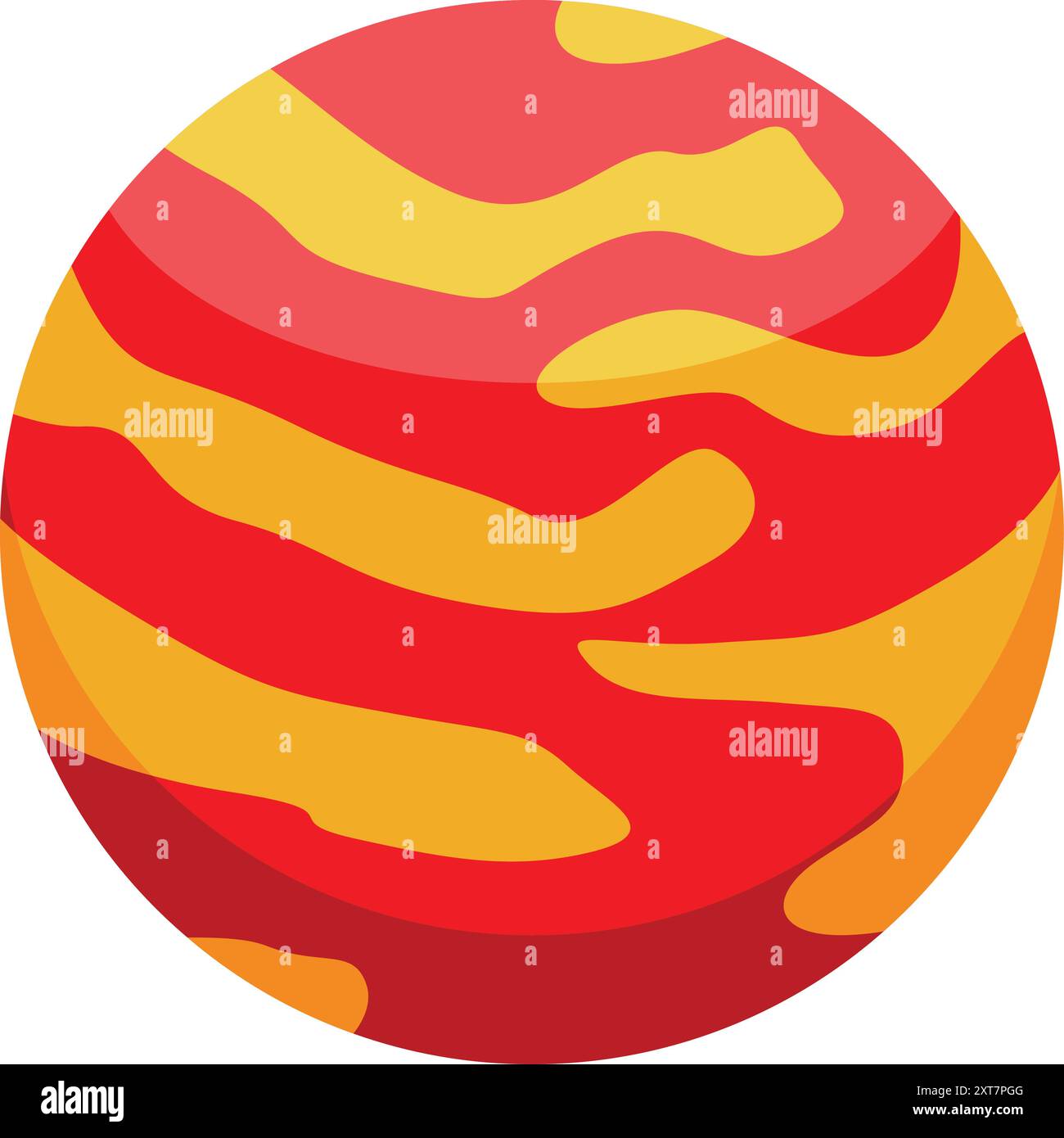 Simple vector illustration of a red and yellow planet rotating in space ...