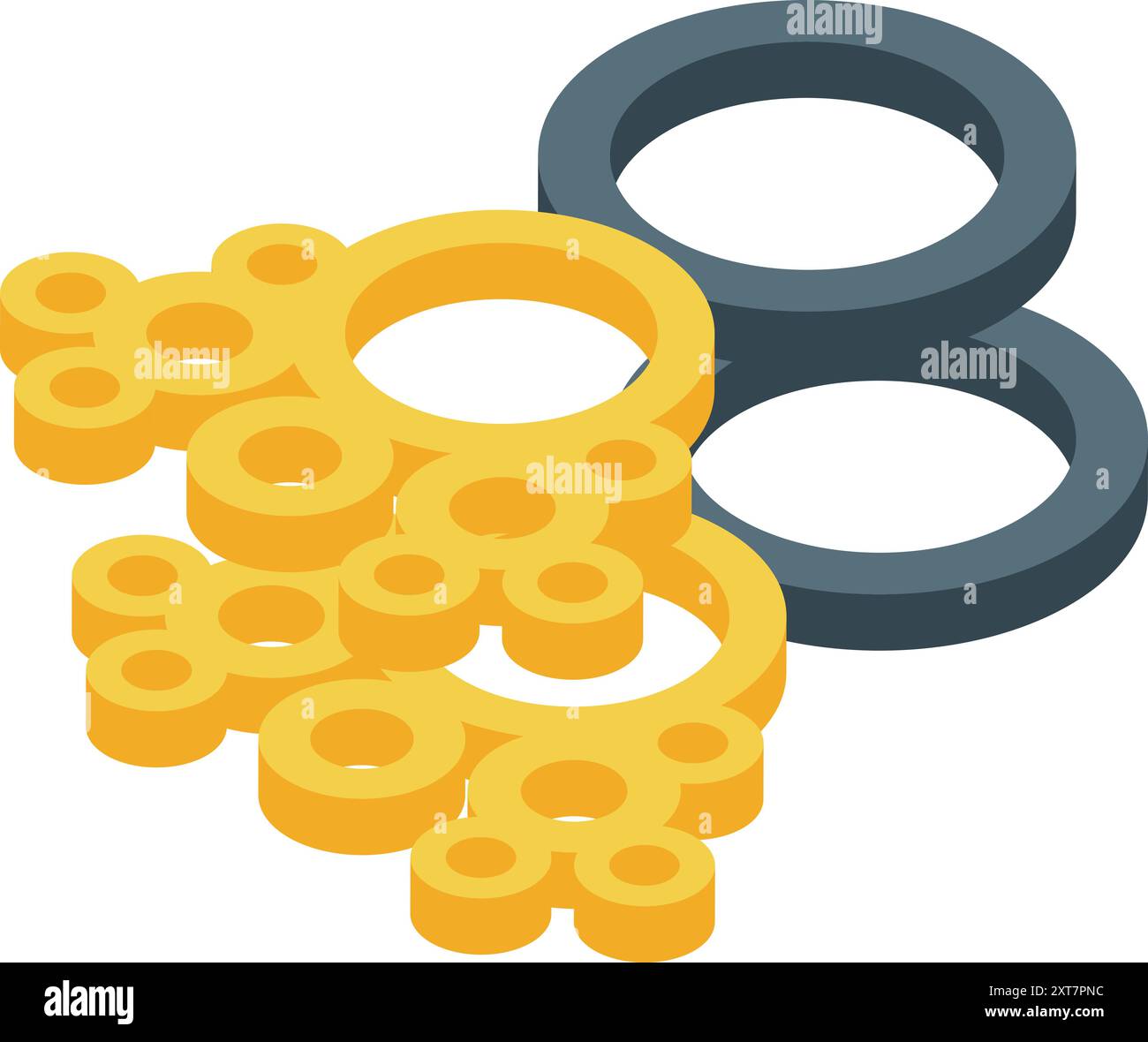 Chemical chain reaction showing yellow and grey molecules, scientific ...