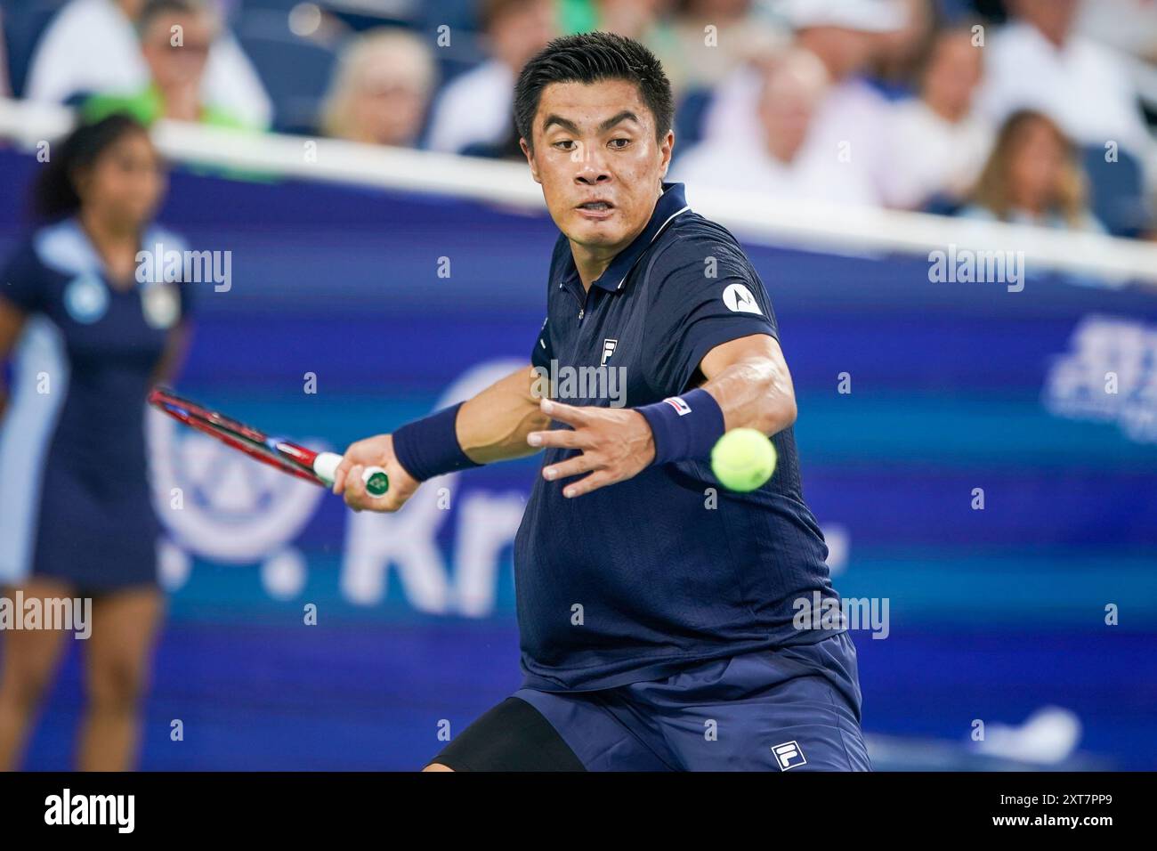 Mason, Ohio-AUG 14, 2024.Brandon Nakashima returns a shot during mens ...