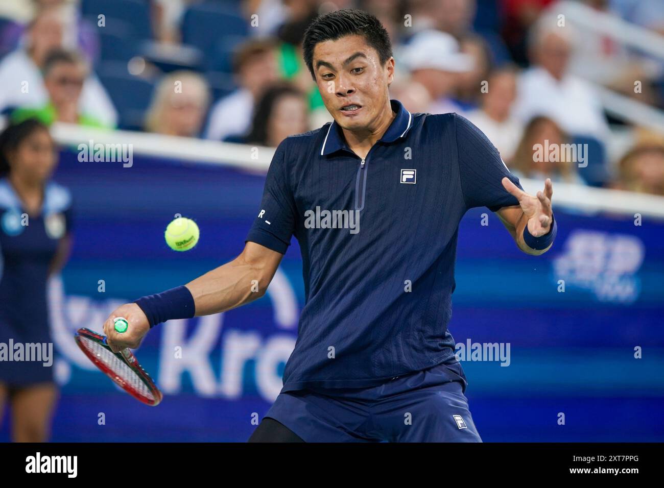 Mason, Ohio-AUG 14, 2024.Brandon Nakashima returns a shot during mens ...