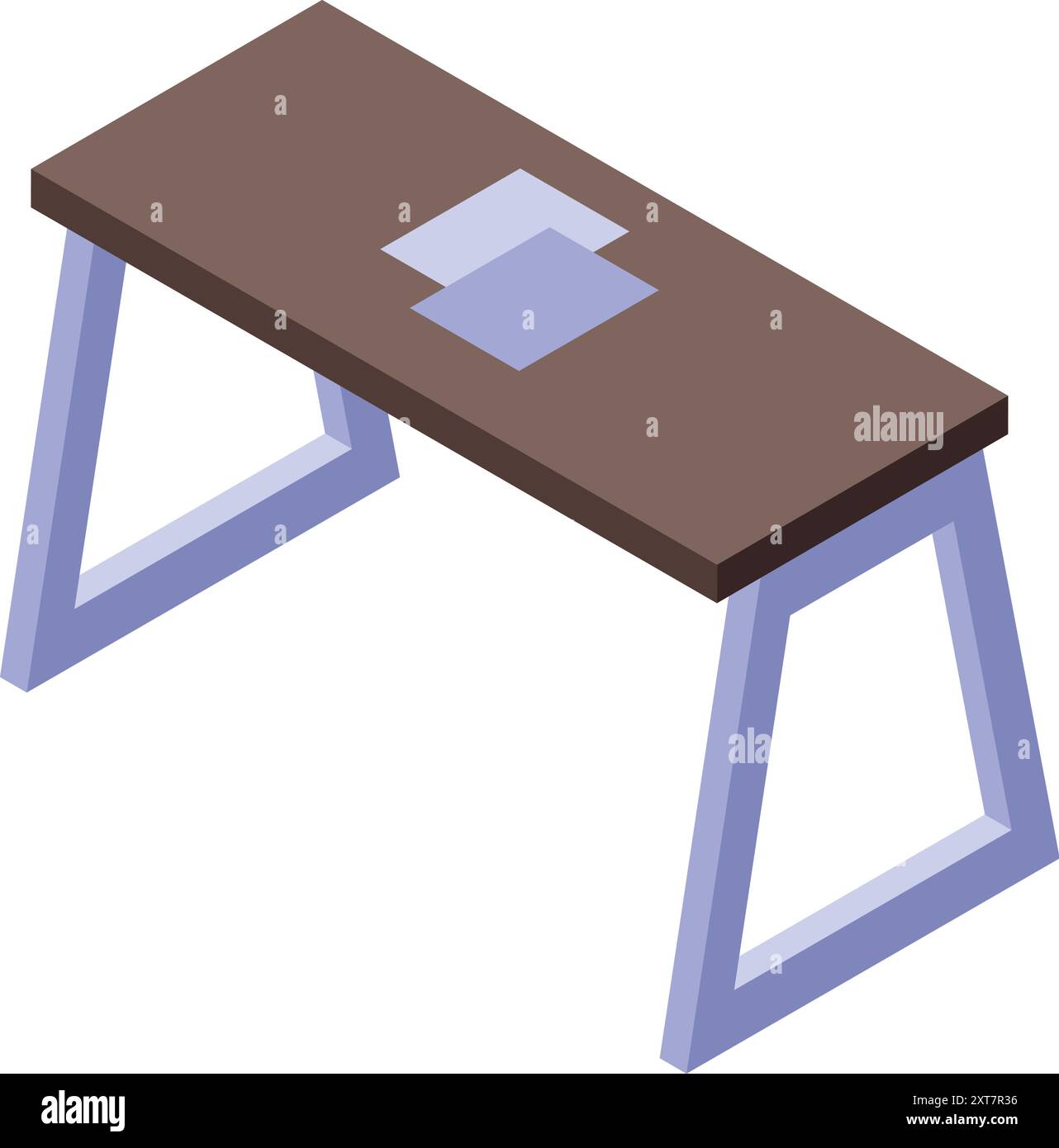 Modern desk with a laptop showing is standing in isometric view ...