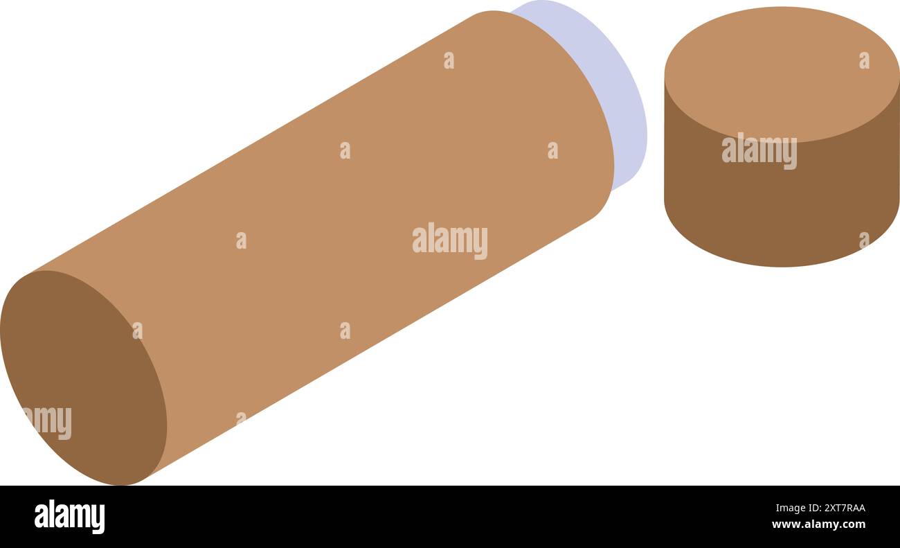 Brown cardboard tube packaging mockup lying with open cap Stock Vector ...