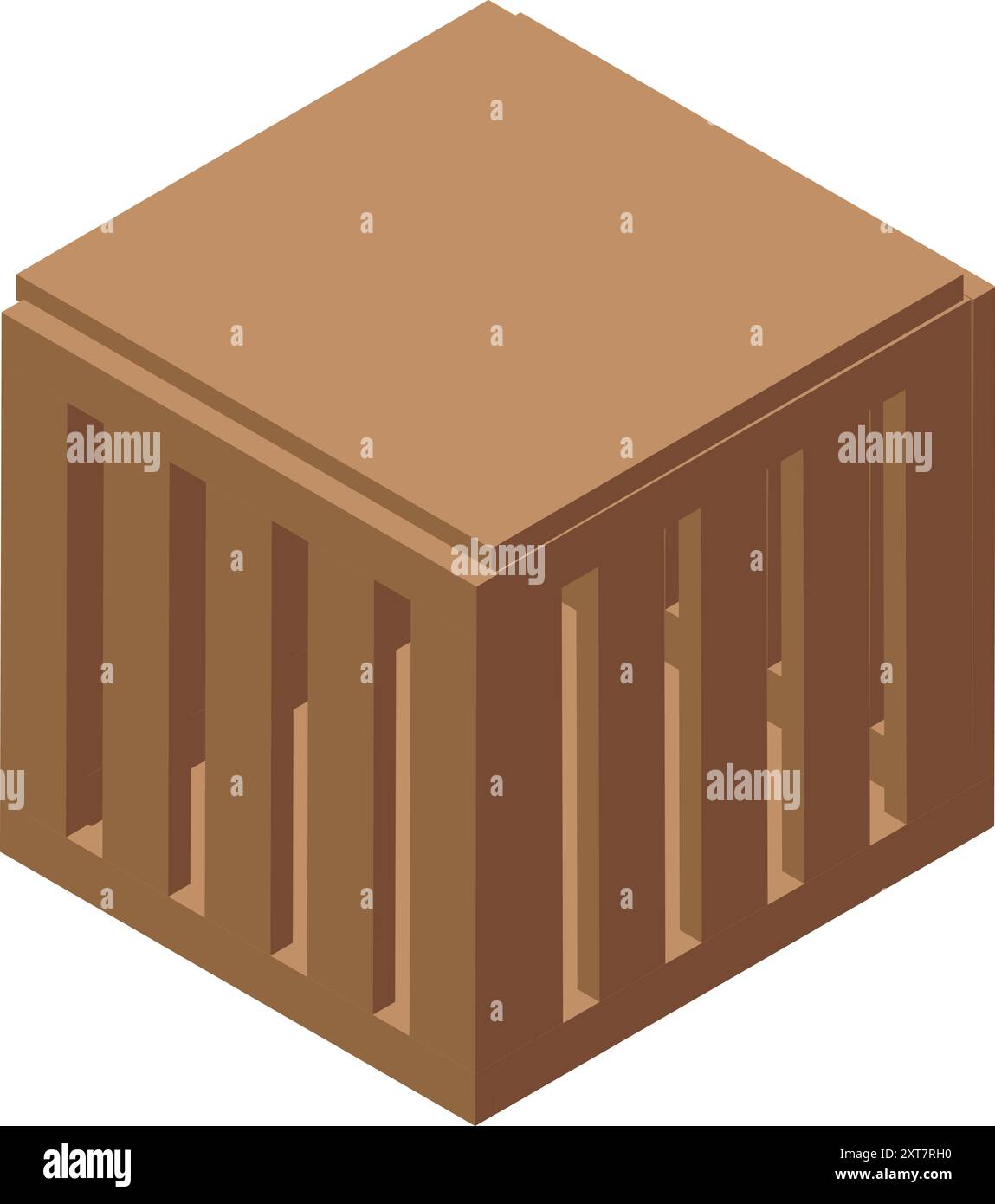 Simple brown wooden crate icon for apps and websites in isometric view ...