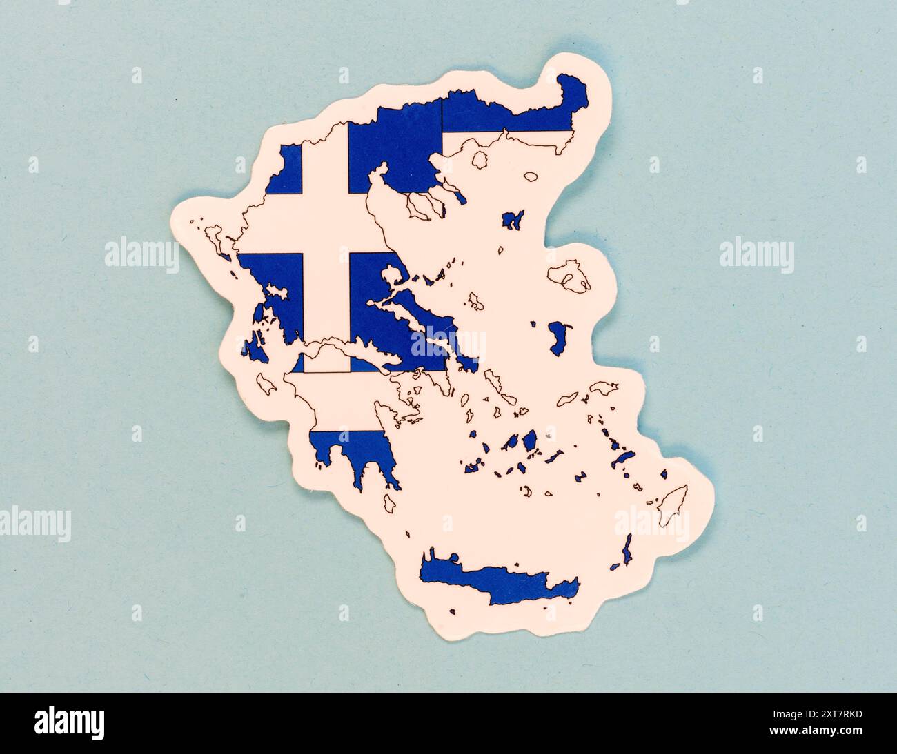 Greece Map Shaped Sticker with National Flag Design on Light Blue ...