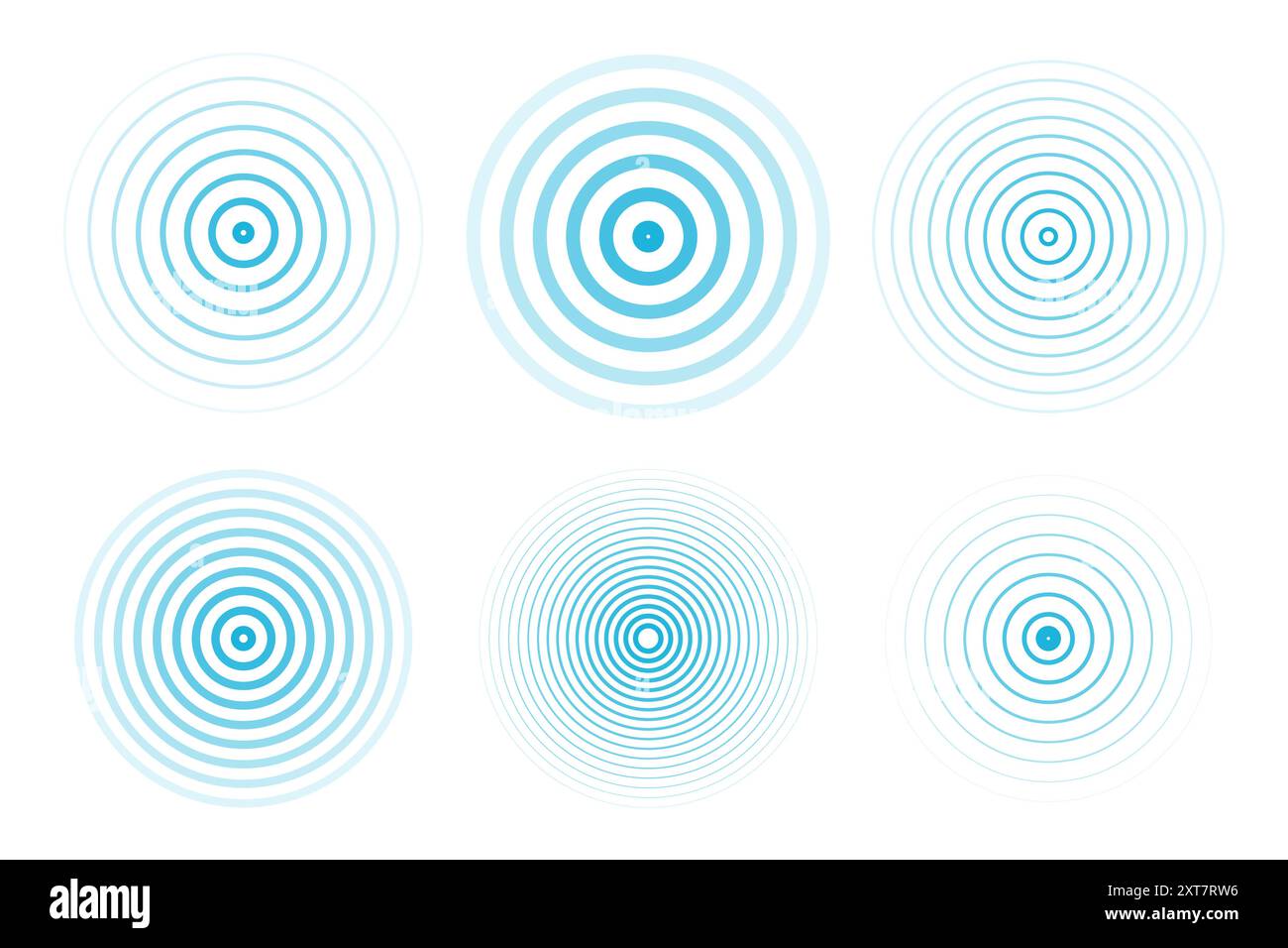 Concentric ripple circles set. Seismic Earthquake alert radar. Radial signal, sonar wave ...