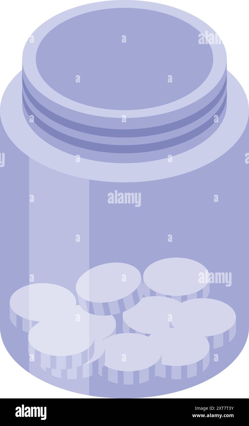 Transparent glass jar containing white round tablets Stock Vector Image ...