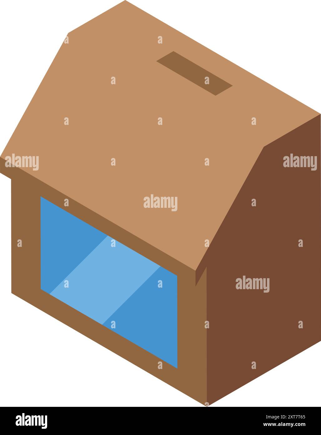 Brown cardboard house donation box with hole on top for charity ...