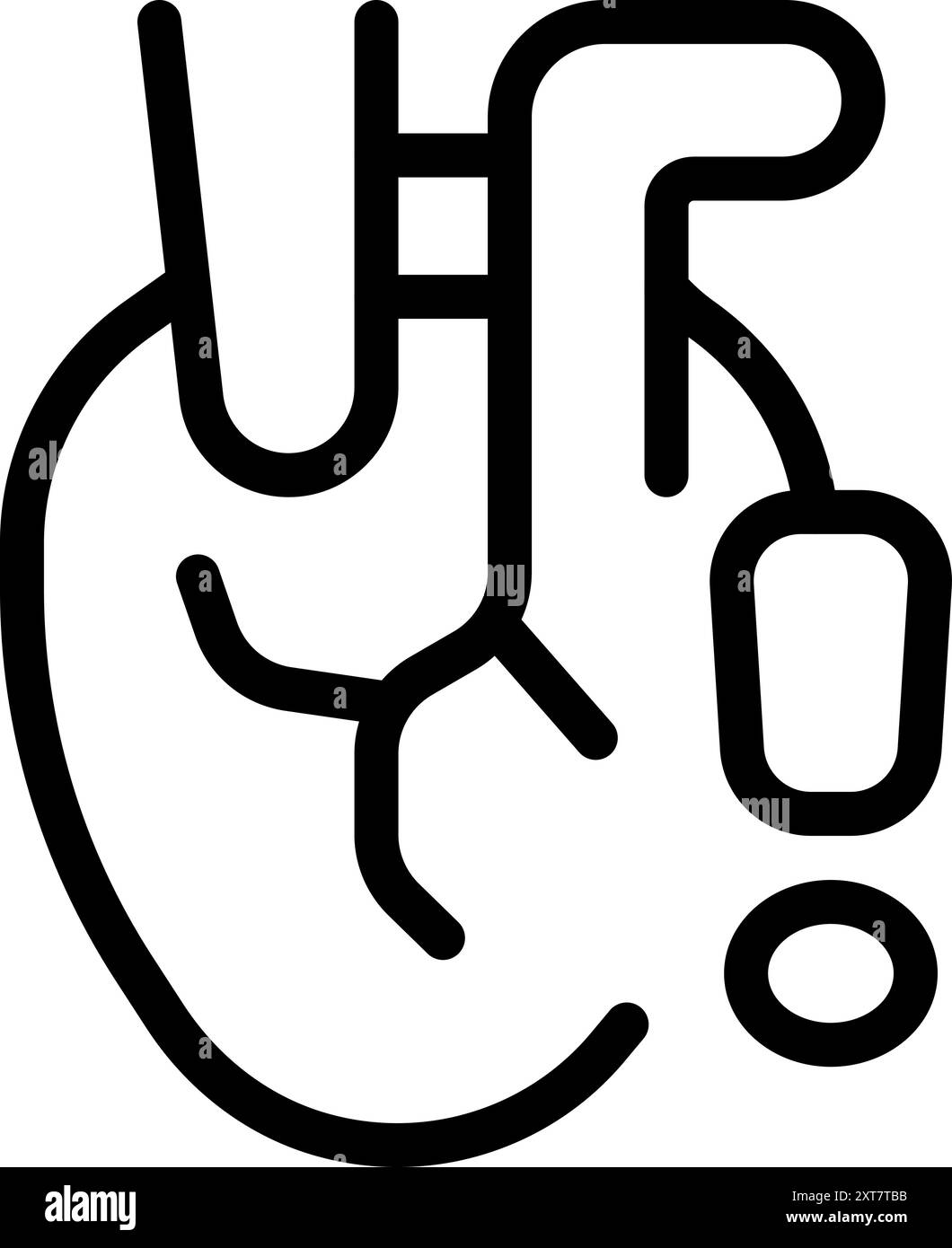 Line art icon of a heart transplant surgery replacing a human heart ...