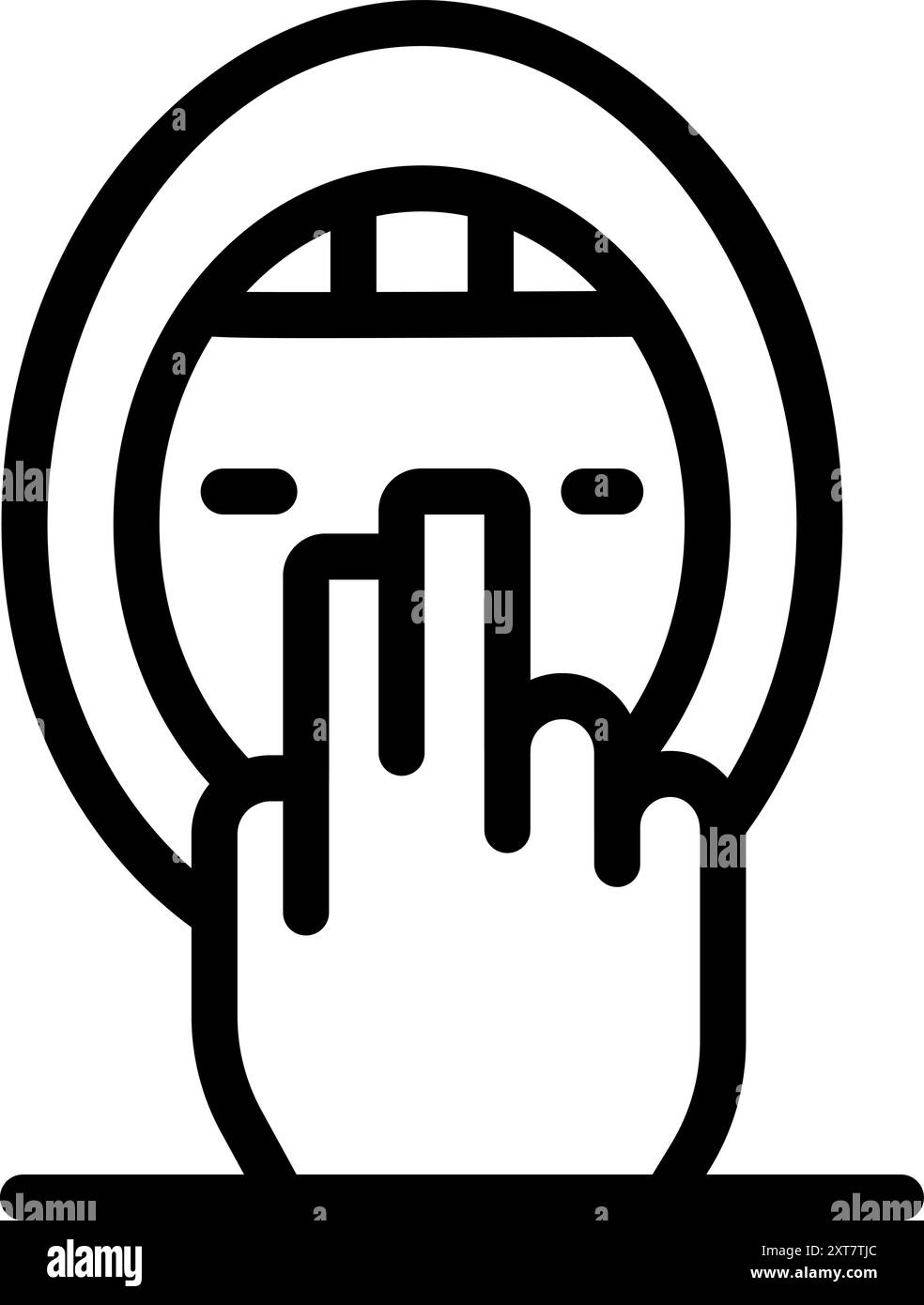 Simple vector icon of a person making a quiet gesture, placing their ...