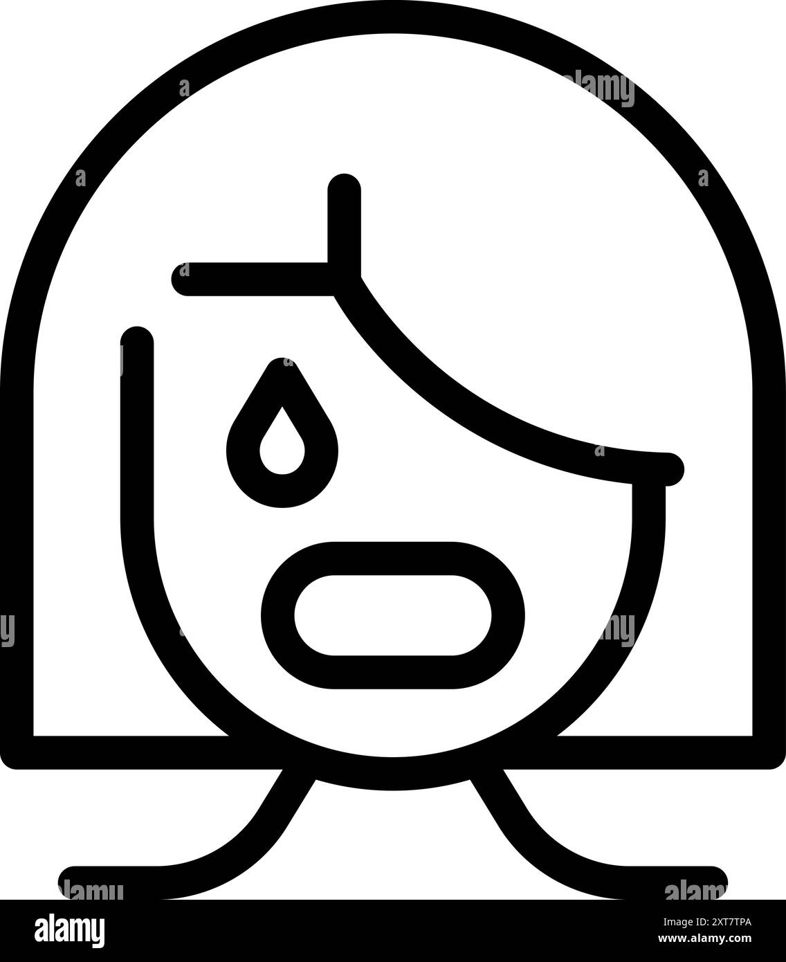 Line icon of a woman with sweat dripping from her face, suffering from ...