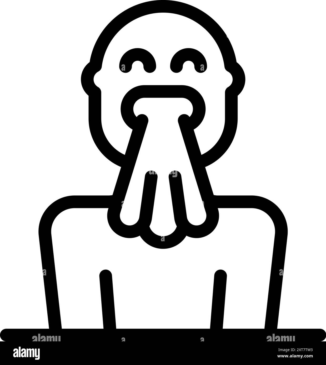 Sick man is coughing and covering his mouth with a tissue to prevent ...