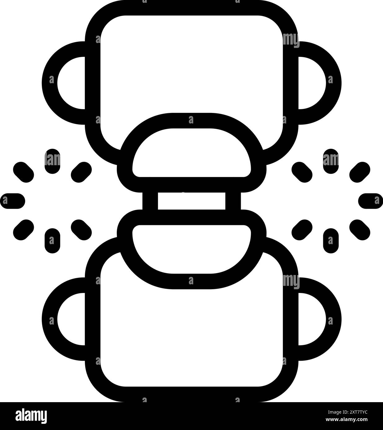 Simple, bold line icon of a spine with radiating lines emanating from ...