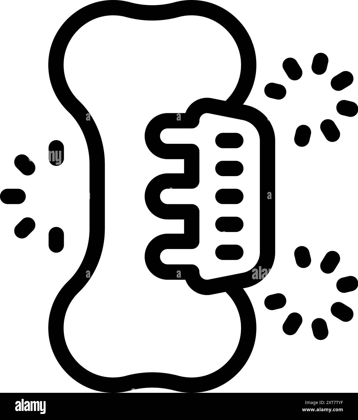 Simple vector showing a bone fracture with broken lines and stars ...